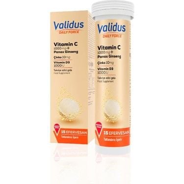 Validus Daily Force C Vitamini 1000 mg + Panax + Ginseng 15 Efervesan ...